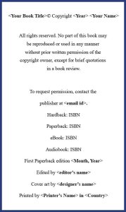 How to Create a Copyright Page for your Book.